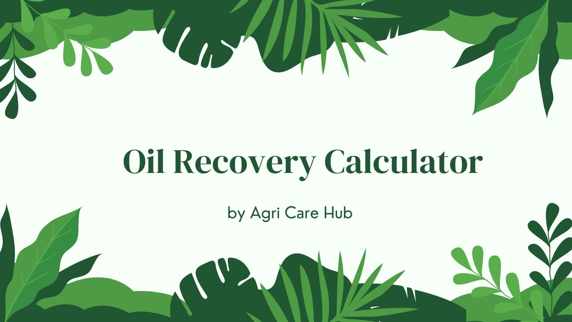 Oil Recovery Calculator for Accurate Estimates