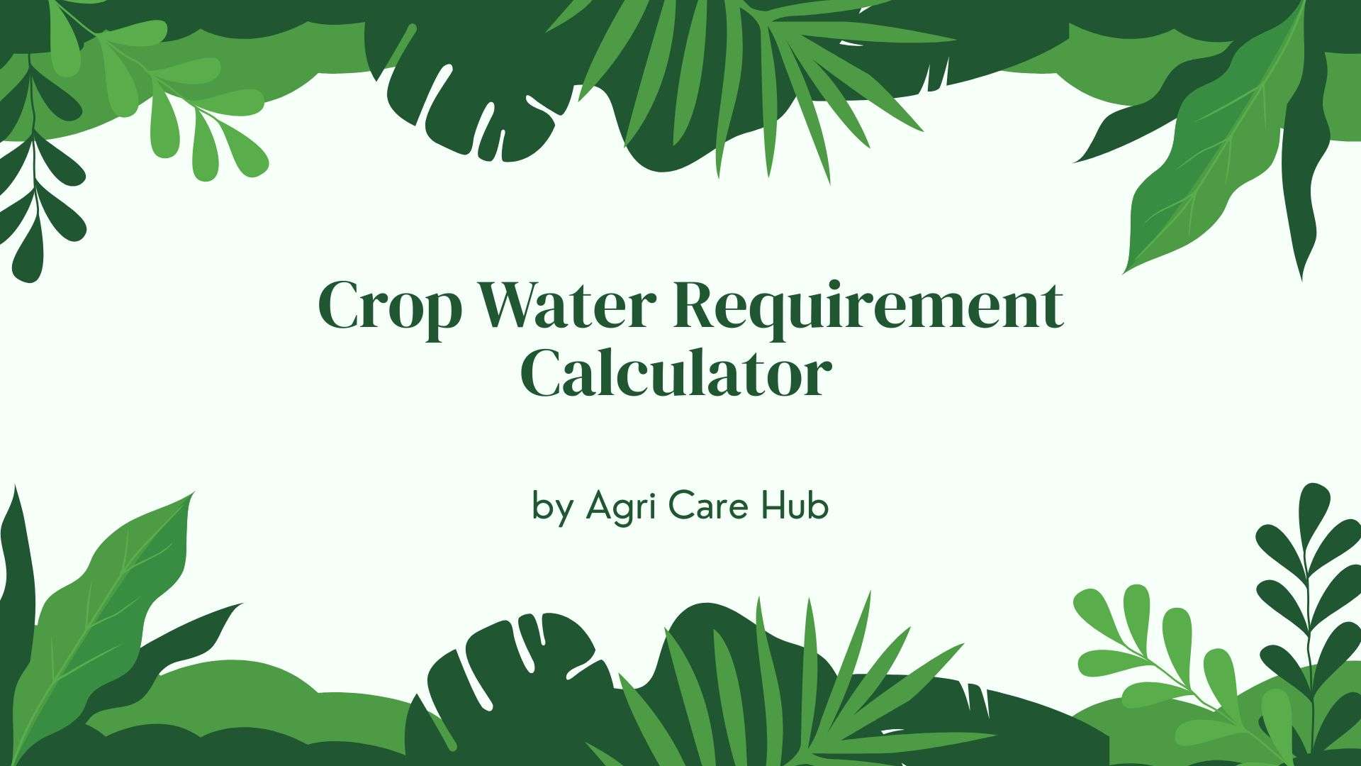 Crop Water Requirement Calculator: Optimize Irrigation Today