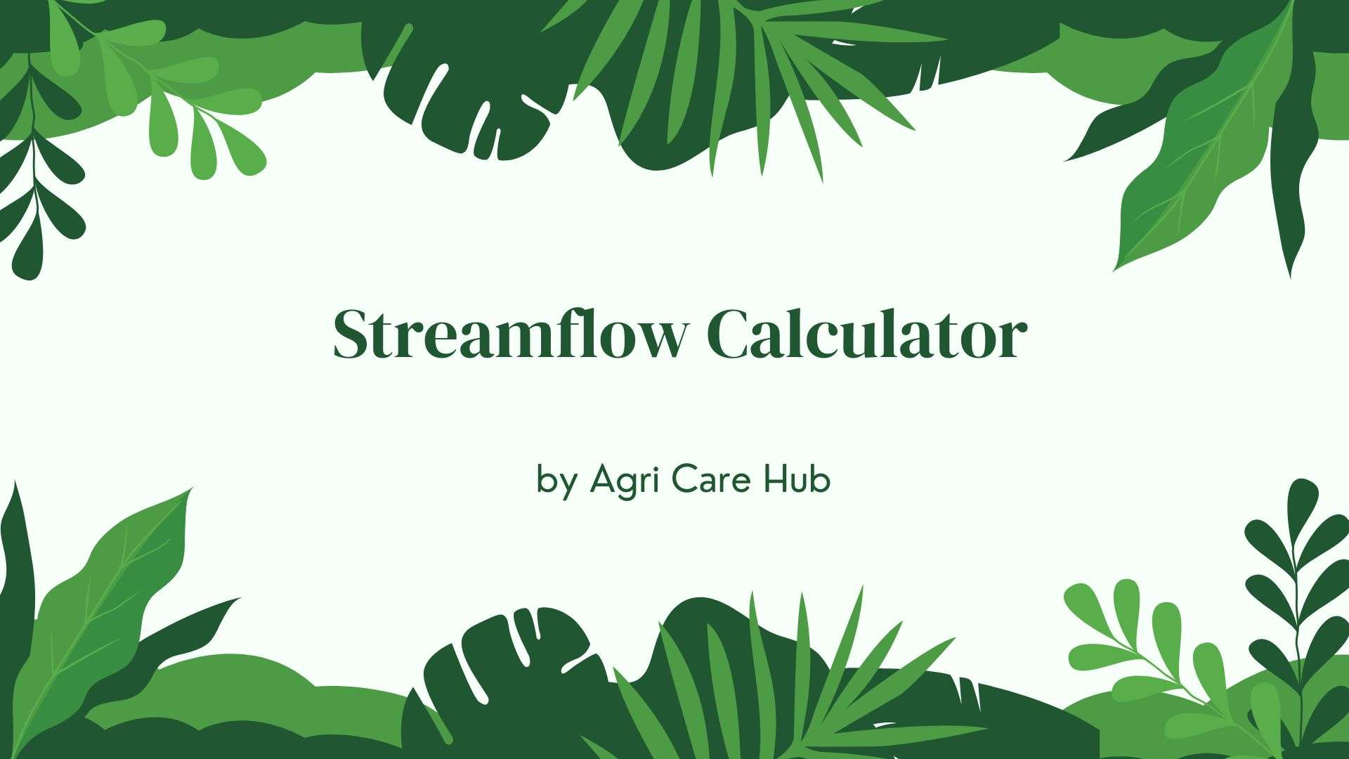 Streamflow Calculator - Hydrology Tool