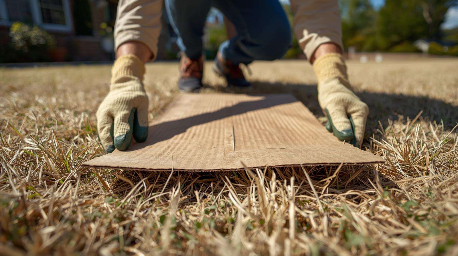 Killing Lawn with Cardboard for Future Beds Garden